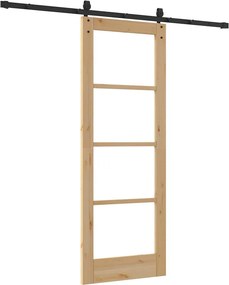 Posuvné dveře 73,5 x 198,5 cm Masivní borové dřevo a sklo 3332379