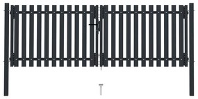 vidaXL Dvojitá plotová branka ocelová 306 x 125 cm antracitová