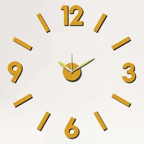 Samolepicí žluto-zlaté hodiny na zeď - nalepovací hodiny MPM E01.3775.80 - průměr 75cm