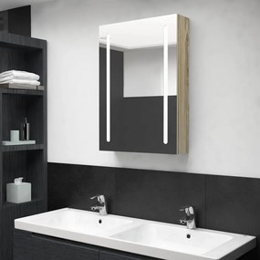 LED koupelnová skříňka se zrcadlem dub 50 x 13 x 70 cm - Default Title