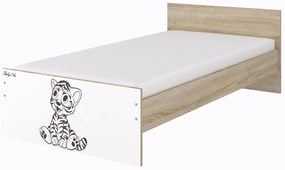Dětská postel Max Tygřík 160x80 cm - HNĚDÁ - 1x krátká + 1x dlouhá zábrana se šuplíkem