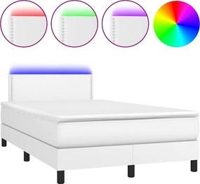 Box spring postel s matrací a LED bílá 120 x 190 cm umělá kůže 3270130