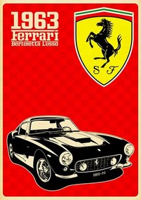 Plechová cedule Ferrari 1963 Velikost: A4 (30 x 20 cm)