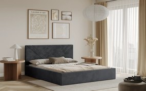 Postel PADWA 140x200 tmavěšedá s úložným prostorem