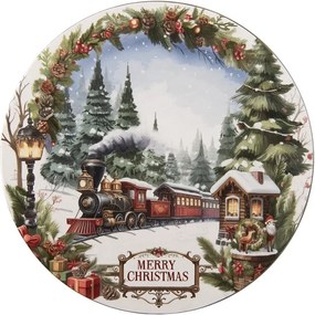 Vánoční servírovací talíř Merry Christmas Train - Ø 33*1 cm