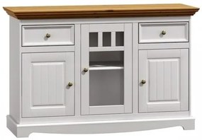 Dřevěná komoda Belluno Elegante, 3 dveřová, dekor bílá / dub, masiv, borovice