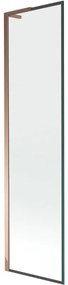 Mexen Next L, 1-křídlová vanová zástěna 50 x 150 cm, 6mm čiré sklo-černý vzor, ​​růžové zlato profil, 895-050-000-03-70-60