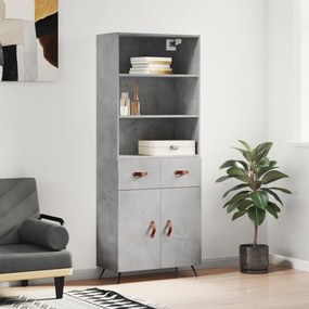 Skříň highboard betonově šedá 69,5x34x180 cm kompozitní dřevo 3200493