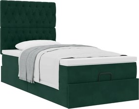 Osmanský rám postele s matracemi tmavě šedá 80x200cm samet 3313508