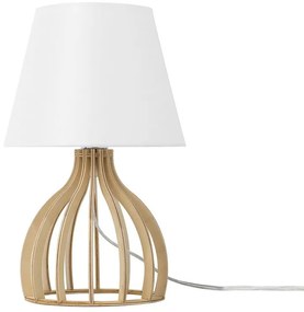 Bílá dřevěná stolní lampa AGUEDA Beliani