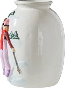 MOUNTAIN LODGE Váza lyžaři 18 cm - bílá