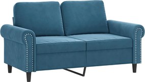 2místná pohovka s polštáři modrá 120 cm samet 3200944