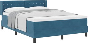 Postel s boxspringem s čelo Tmavě modrá 200 x 160 cm samet 3341424
