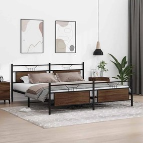 Kovový rám postele bez matrace hnědý dub 200 x 200 cm 3325106