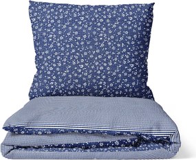 Krepové prodloužené povlečení Venkovský sen - modré Velikost: 140 x 220 + 70 x 90