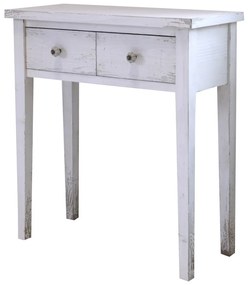Bílý dřevěný retro konzolový stolek se šuplíky Fabien - 73*32*80 cm