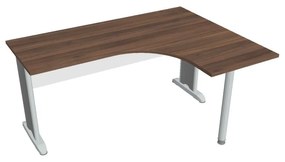 Stůl ergo oblouk levý 160×120/60 cm - Hobis Cross CE 60 L Dekor stolové desky: ořech, Dekor lamino podnože: bílá, Barva nohou: Stříbrná