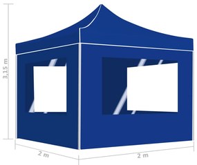 Profesionální skládací party stan Mercier + stěny - hliník - 2x2 m | modrý