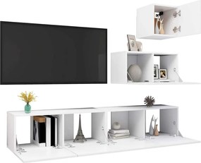 4dílný set TV skříněk bílý kompozitní dřevo 3078735