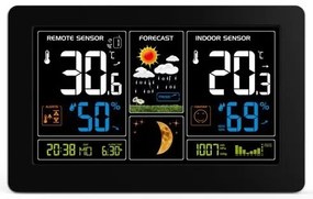 SOLIGHT Bezdrátová meteostanice, extra velký barevný LCD, teplota, vlhkost, tlak, RCC, USB , TE81