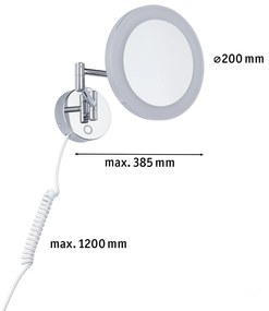 Paulmann 71149 Masua, osvětlené kosmetické zrcátko 3xzoom, LED4W 2700/400/6500, matná černá