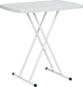 Skládací zahradní stolek Outsunny, nastavitelná výška, plastový balkónový stůl, obdélníkový kávový stolek s nosností 50 kg, 76x50x74H cm pro venkovní