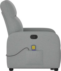 Zvedací masážní polohovací křeslo světle šedé textil 3302982