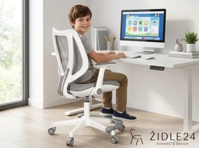 Dětská židle s podnožkou CORINNE - šedá síťovina