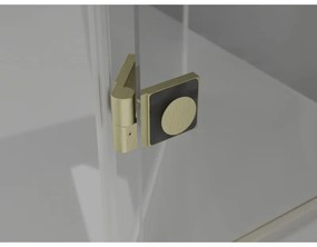 Mexen Lunar, L pětiúhelníkový sprchový kout s pravým sklonem 90 x 90 cm, 8mm čiré sklo, zlatý matný profil, 831L-090P-090L-55-00-P