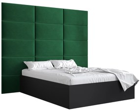 Manželská postel s čalouněným čelem 160 cm Brittany 1 (černá matná + zelená) (s roštem). 1045892