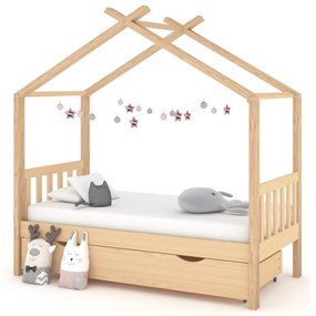 Rám dětské postele se zásuvkou masivní borovice 80 x 160 cm - Default Title
