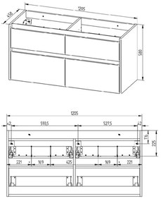 Mereo Opto, koupelnová skříňka s keramickým umyvadlem 121 cm, černá - CN943