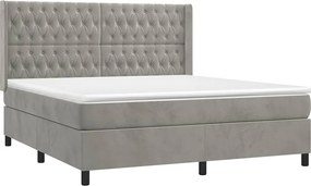 Box spring postel s matrací světle šedá 180x200 cm samet 3132873