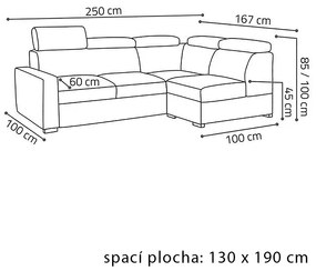 Sedací souprava PEDRO L | 250x167 cm | rozkládací + úložný prostor | polohovatelné záhlavníky | VÝBĚR TKANIN