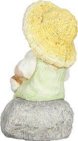 Gartenfigur "Kleiner Junge mit Strohhut", Gartendekoration, wetterbeständig, 23,5 cm x 25 cm x 43 cm