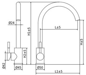 ALVEUS ES3508A - Dřezová baterie VIOLA 36,7 cm kartáčovaná ocel