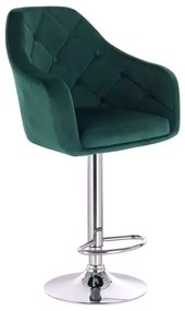 LuxuryForm DESIGN Barová židle ANDORA VELUR na stříbrné kulaté podstavě - zelená