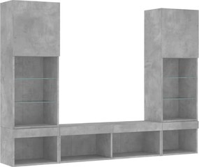 5dílná obývací stěna s LED betonově šedá kompozitní dřevo 3216693