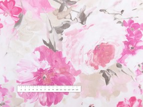 Biante Dekorační povlak na polštář s lemem PM-030 Růžové malované květy 50 x 60 cm