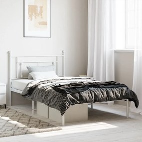 Kovový rám postele s čelem bílý 107 x 203 cm