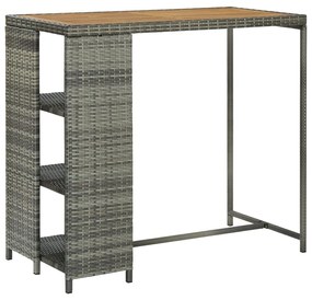 vidaXL Barový stolek s úložným regálem šedý 120x60x110 cm polyratan