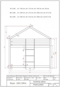 Adeko Patrová postel domeček Mila DMP Velikost postele: 180x90 cm Barva: dekor přírodní dřevo přírodní