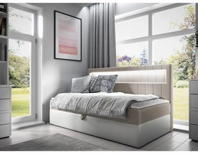 Kontinentální jednolůžková postel Junior Ribezo 2, Rozměr postele: 90x200, Barva:: ekokoža Soft 017 (biała) + Fresh 01