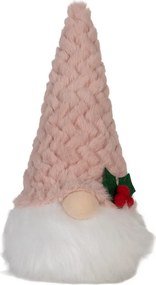 Vánoční svítící dekorace skřítek Gnome LED v růžové čepici - 10*10*25 cm/ 3AA