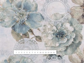 Biante Dekorační povlak na polštář PML-052 Tyrkysové květy s orientálními kruhy 45 x 45 cm