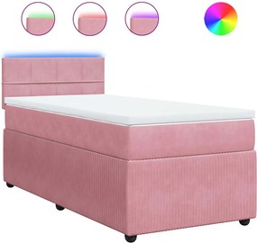 Box spring postel s matrací růžová 100x200 cm samet 3289967