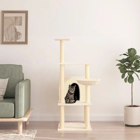 Škrabadlo pro kočky se sisalovými sloupky krémové 132 cm 171726