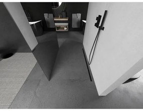Mexen Kioto, sprchová zástěna Walk-In 100 x 200 cm, 8mm sklo vzor zrcadlo, grafitový profil, 800-100-002-95-50