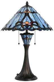 Stolní lampa Tiffany Linnet modrá – 40x61 cm