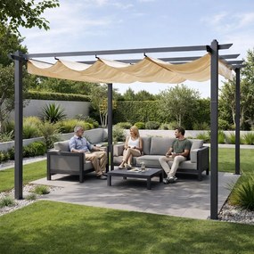 Zahradní pergola s posuvným střešním systémem Zenia 3x4 m béžová